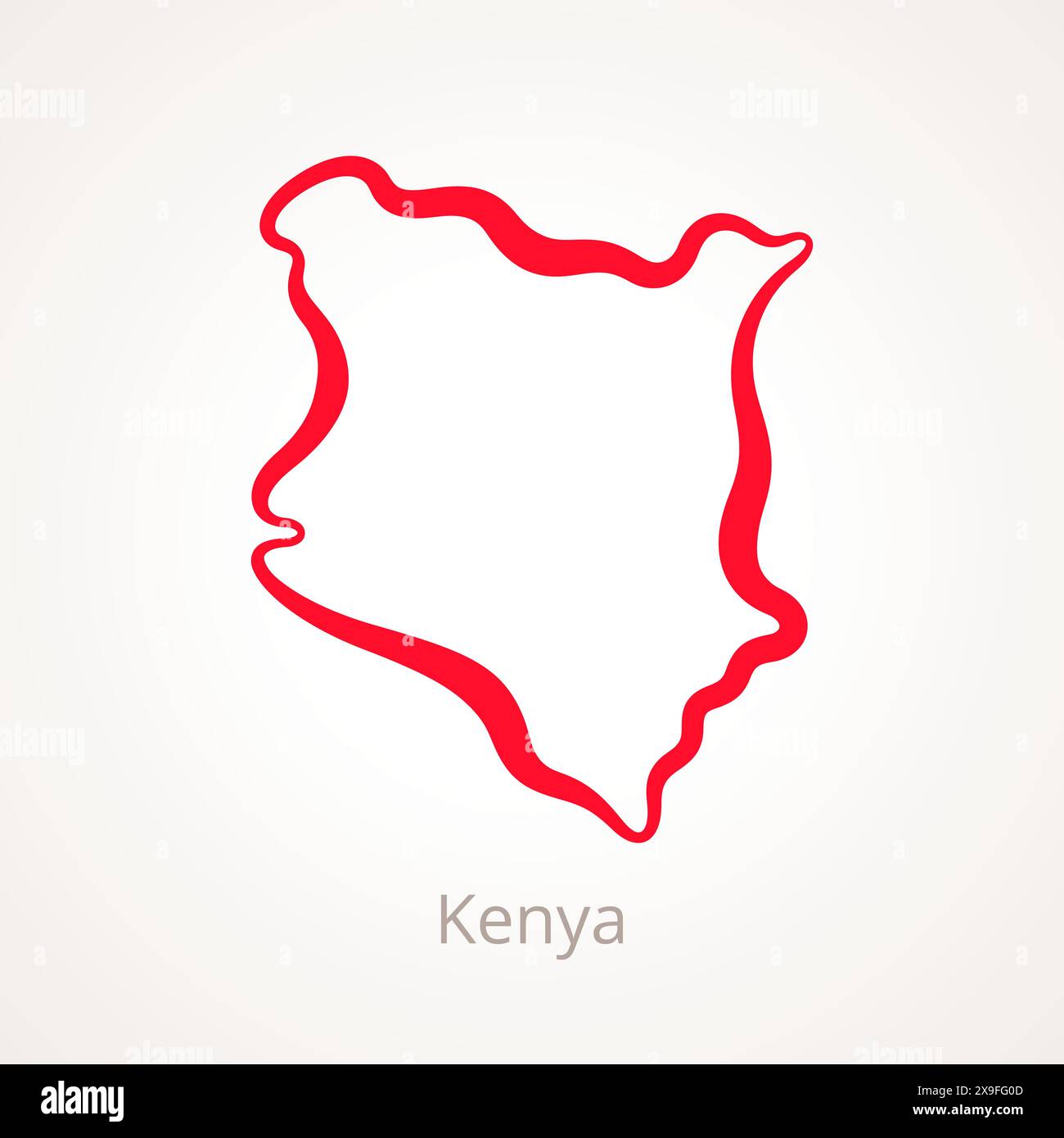 Outline map of Kenya marked with red line Stock Vector Image & Art - Alamy