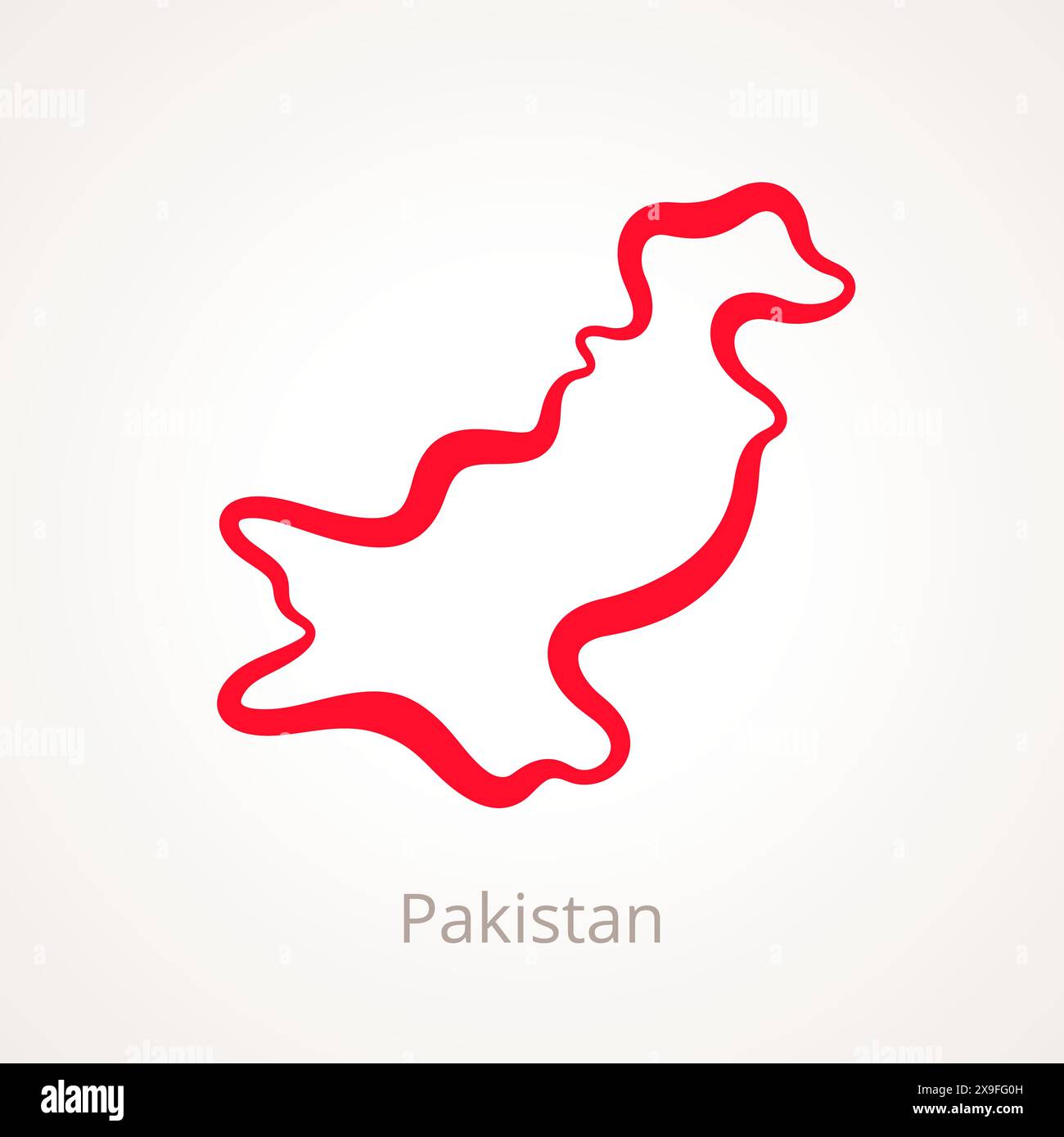 Outline map of Pakistan marked with red line Stock Vector Image & Art ...