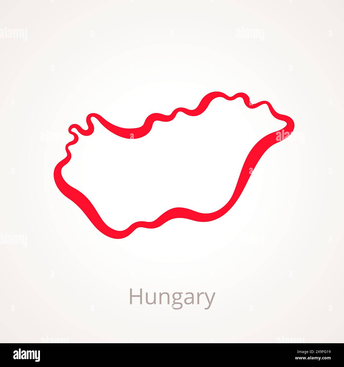Outline map of Hungary marked with red line Stock Vector Image & Art ...