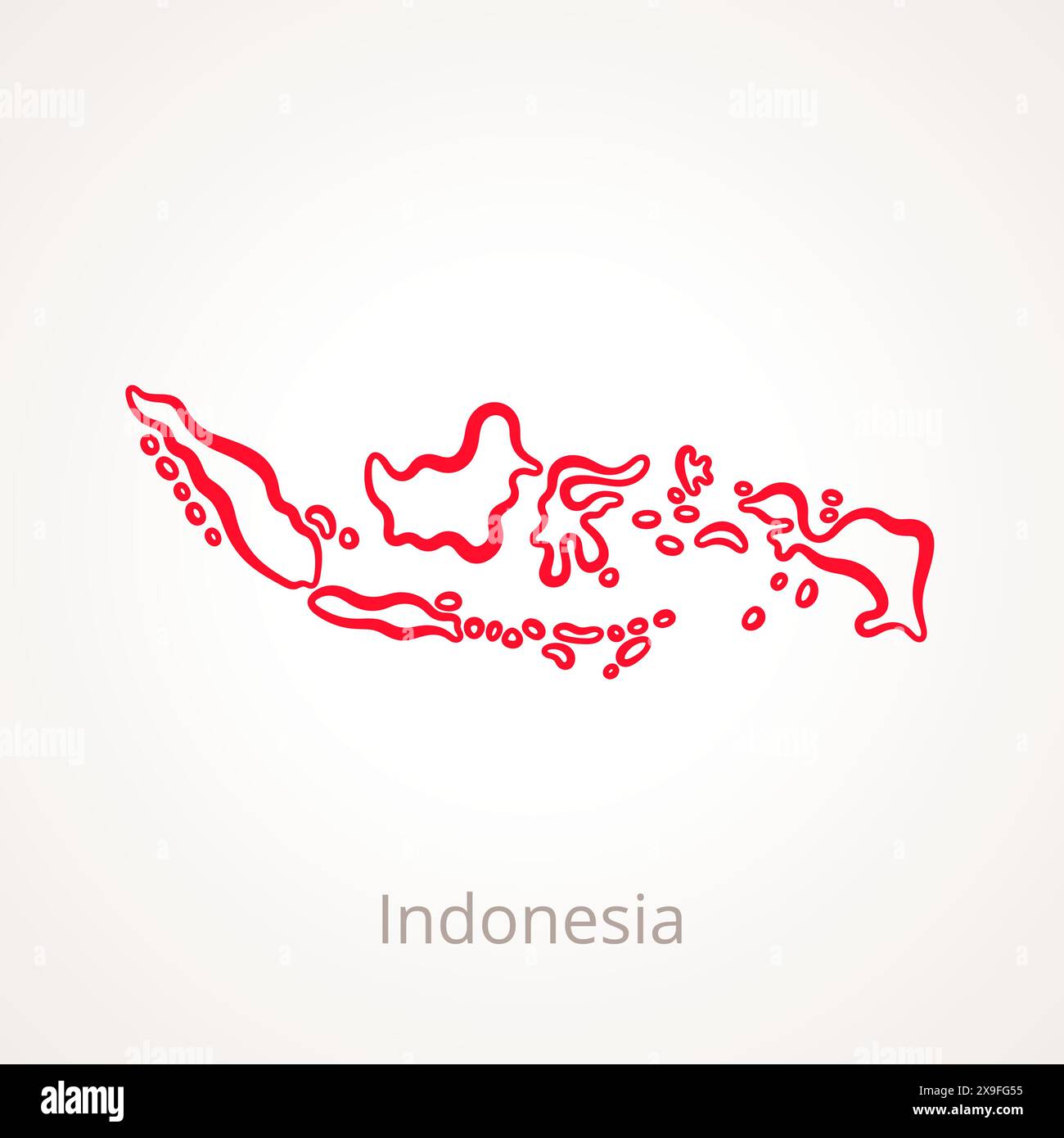 Outline map of Indonesia marked with red line Stock Vector Image & Art ...