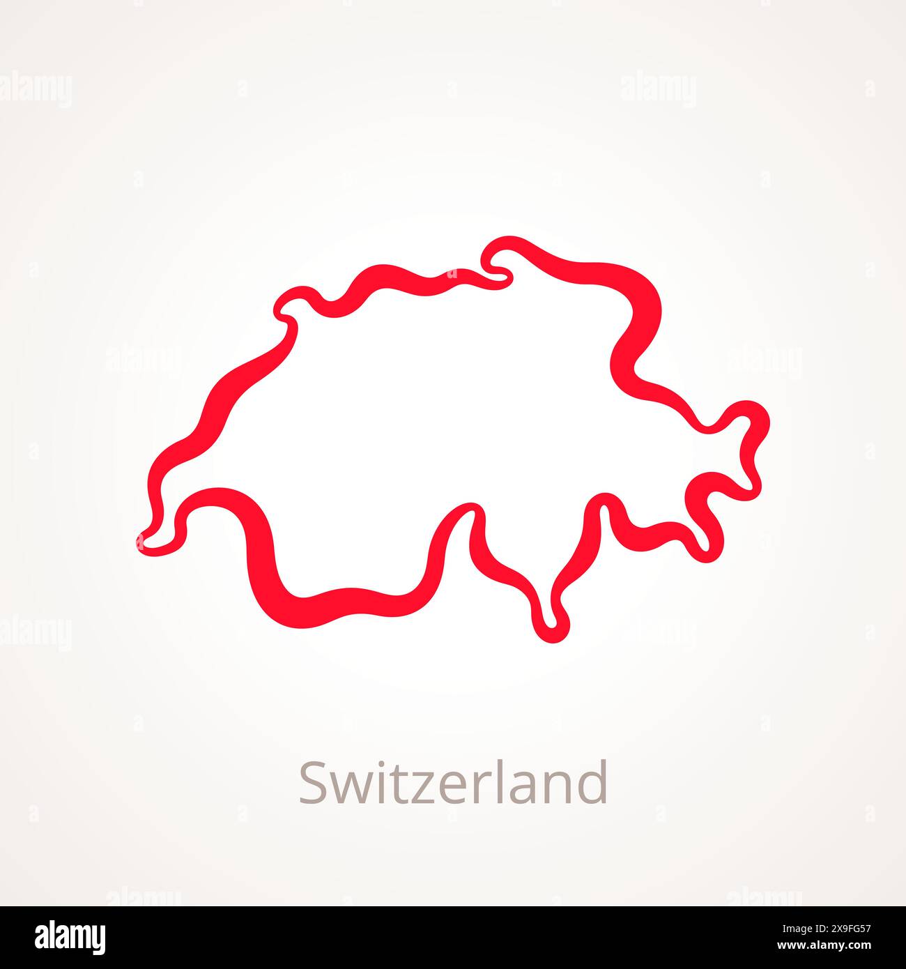 Outline map of Switzerland marked with red line Stock Vector Image ...