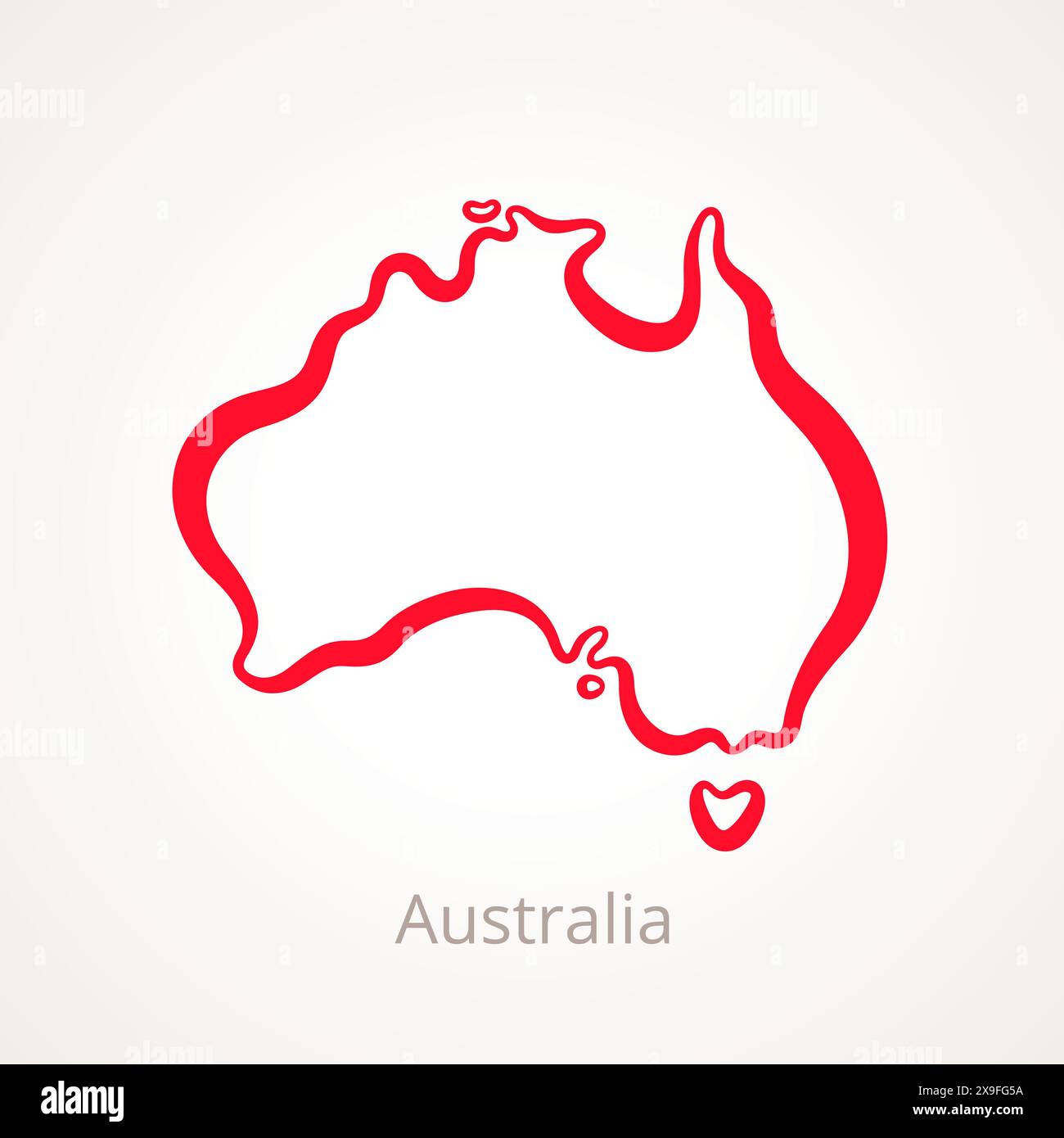 Outline map of Australia marked with red line Stock Vector Image & Art ...