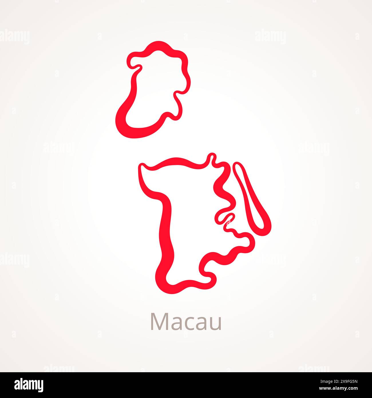 Outline map of Macau marked with red line Stock Vector Image & Art - Alamy