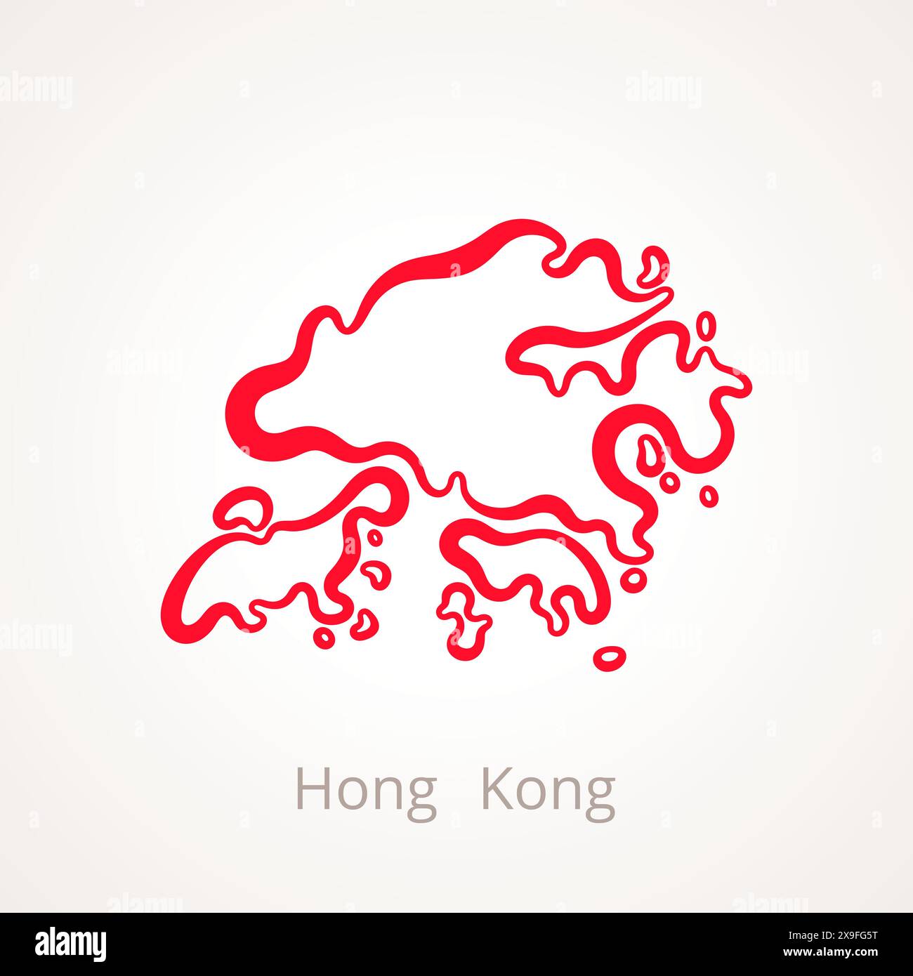 Outline map of Hong Kong marked with red line Stock Vector Image & Art - Alamy