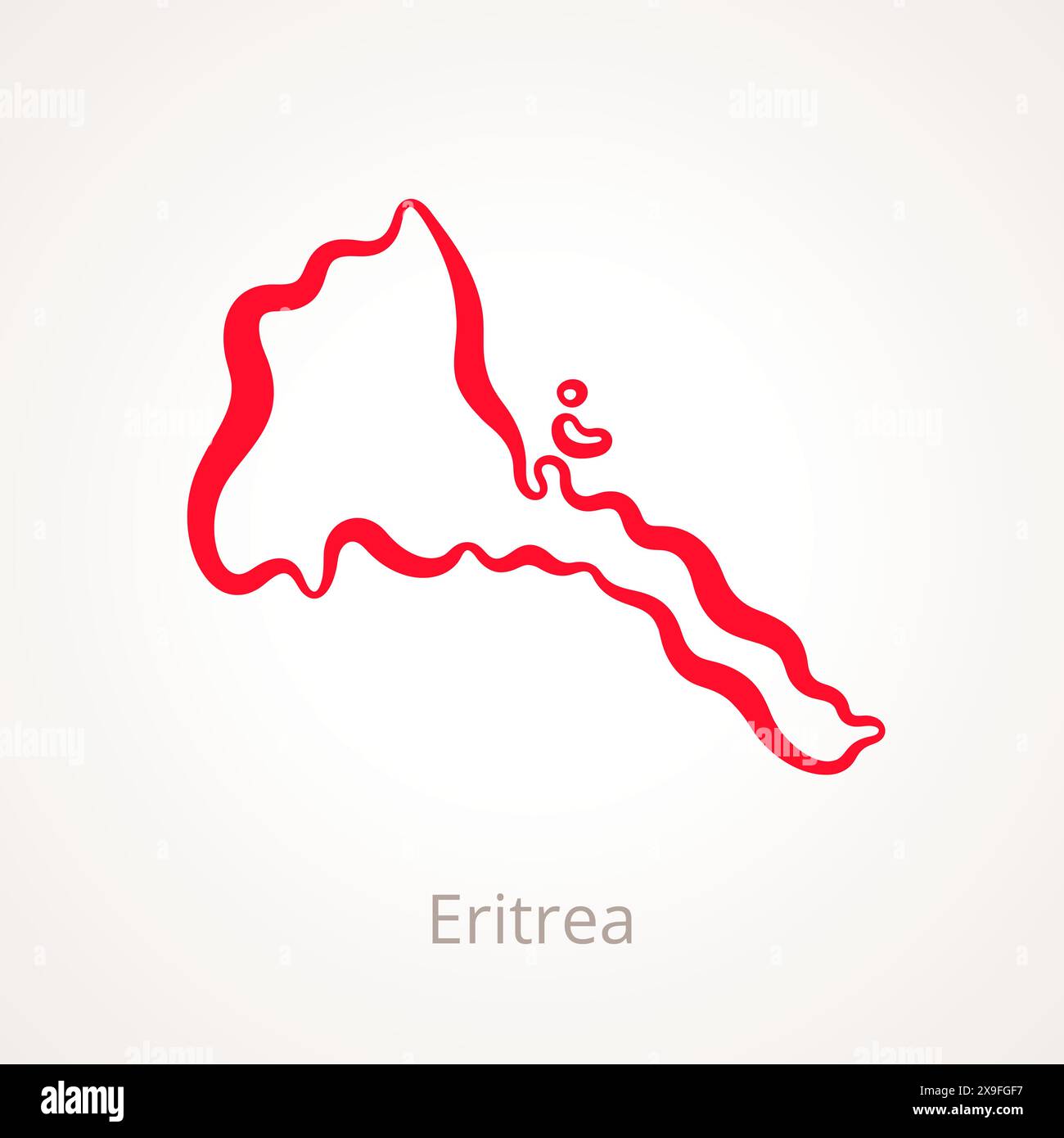 Outline map of Eritrea marked with red line Stock Vector Image & Art ...