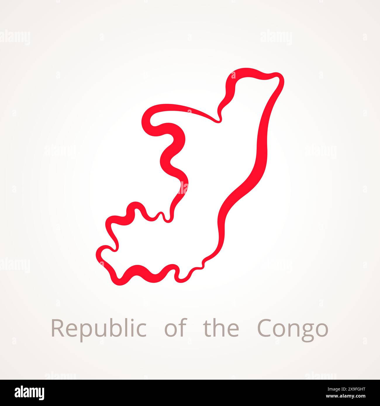 Outline map of Republic of the Congo marked with red line Stock Vector ...