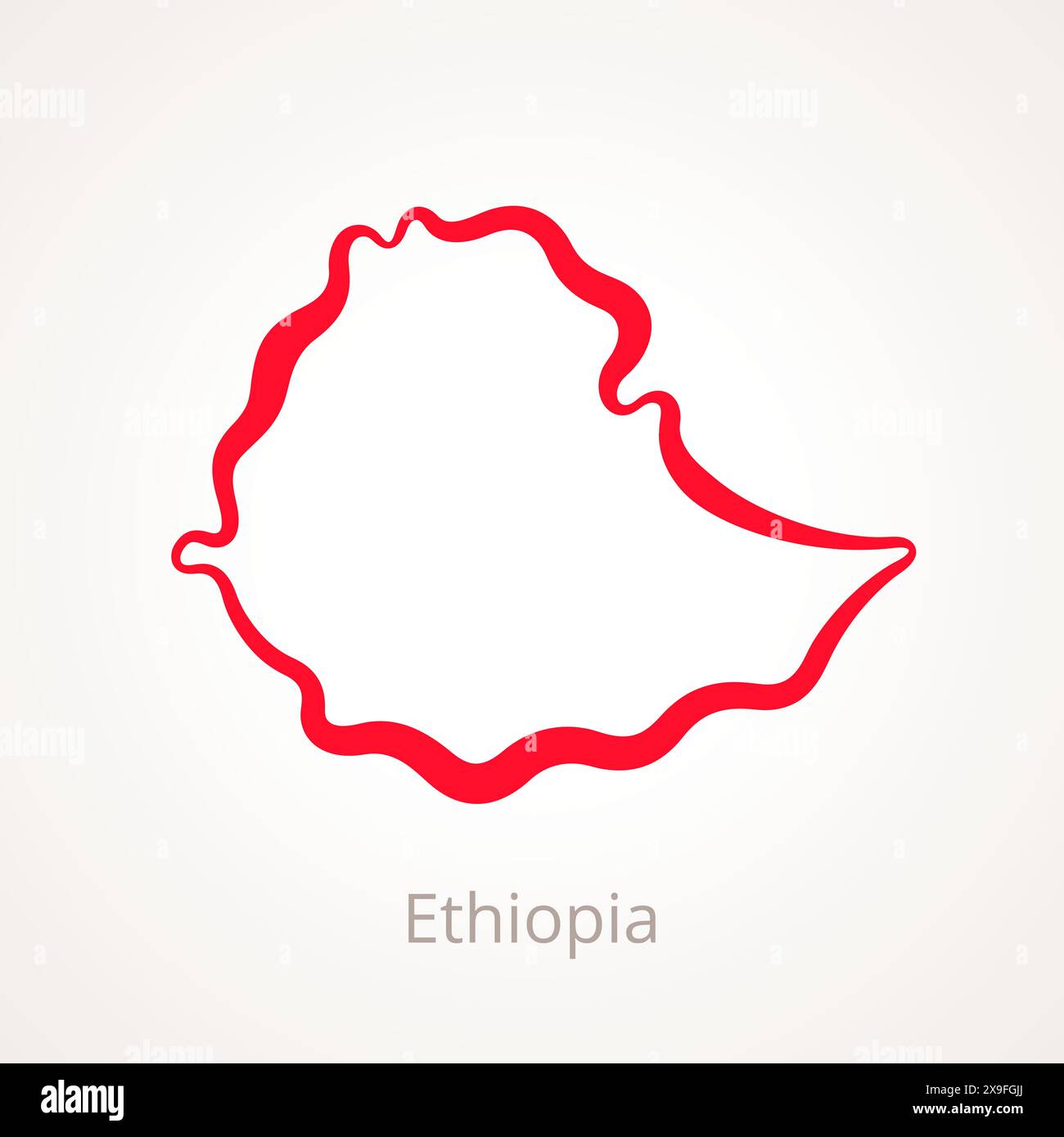 Outline map of Ethiopia marked with red line Stock Vector Image & Art ...