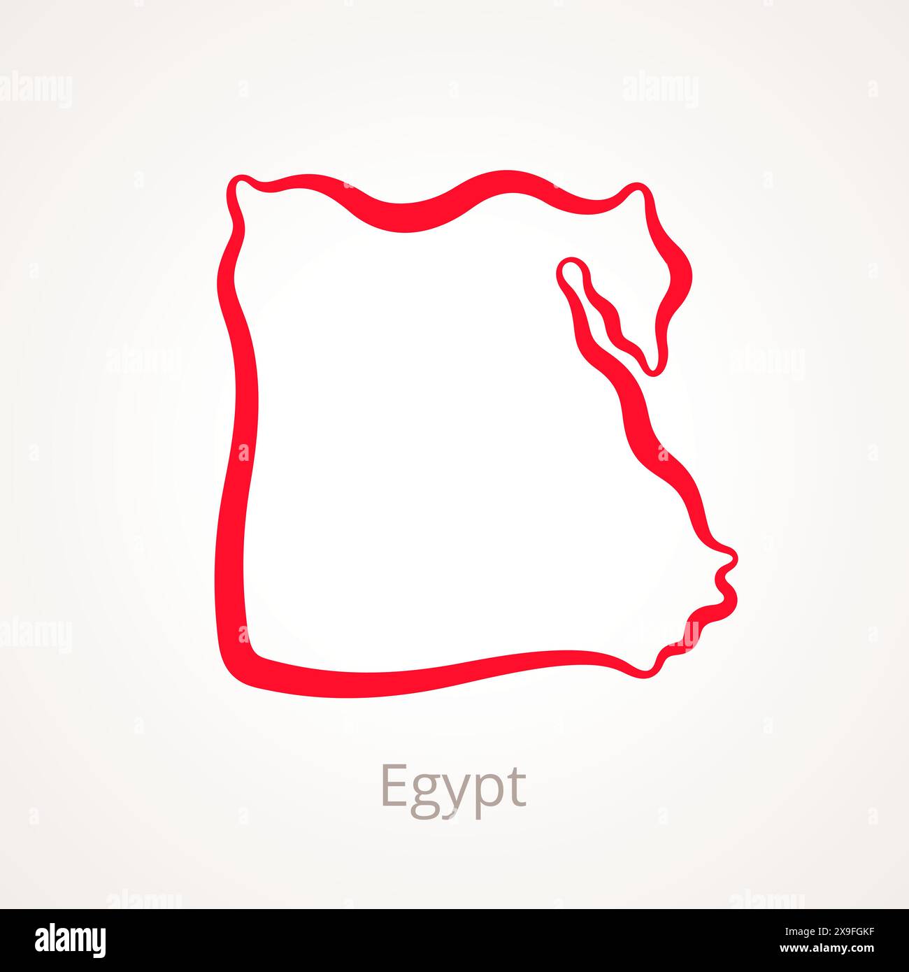 Outline map of Egypt marked with red line Stock Vector Image & Art - Alamy