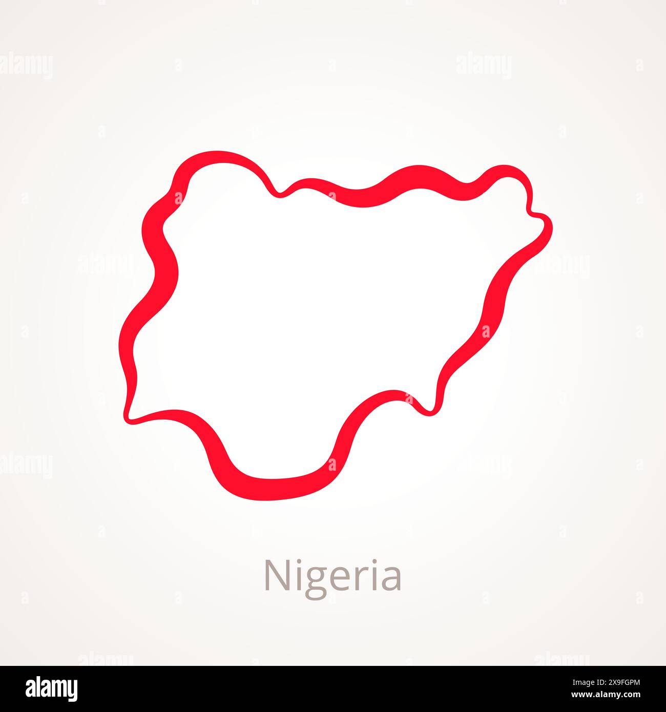 Outline map of Nigeria marked with red line Stock Vector Image & Art ...