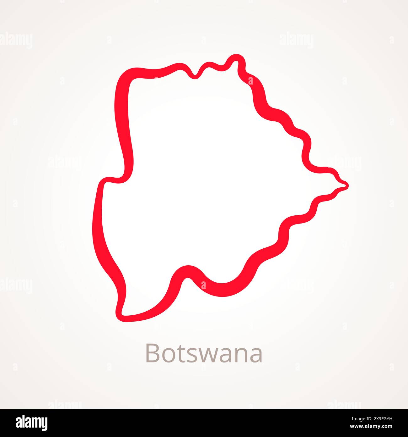 Outline map of Botswana marked with red line Stock Vector Image & Art ...