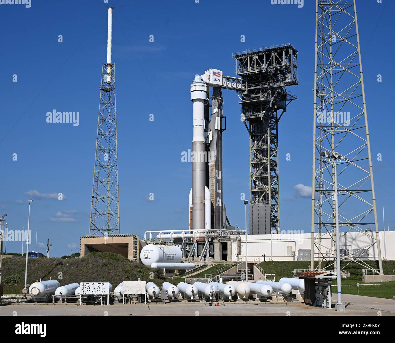 A ULA Atlas V rocket is being prepared to launch the Boeing Starliner ...
