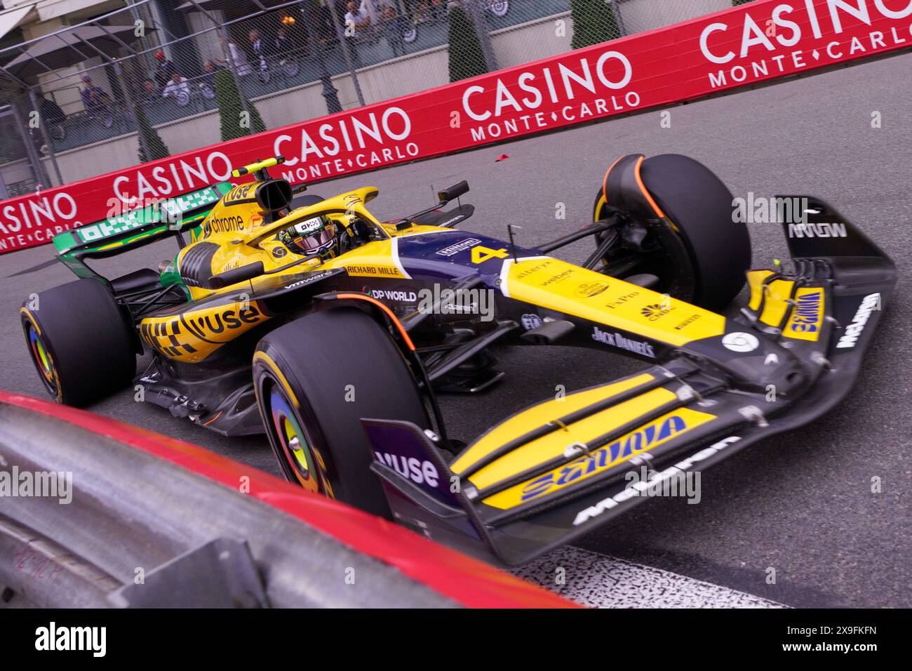Montecarlo, Monaco. 24 May, 2024. Lando Norris of Uk driving the (4) McLaren F1 Team MCL38 ...