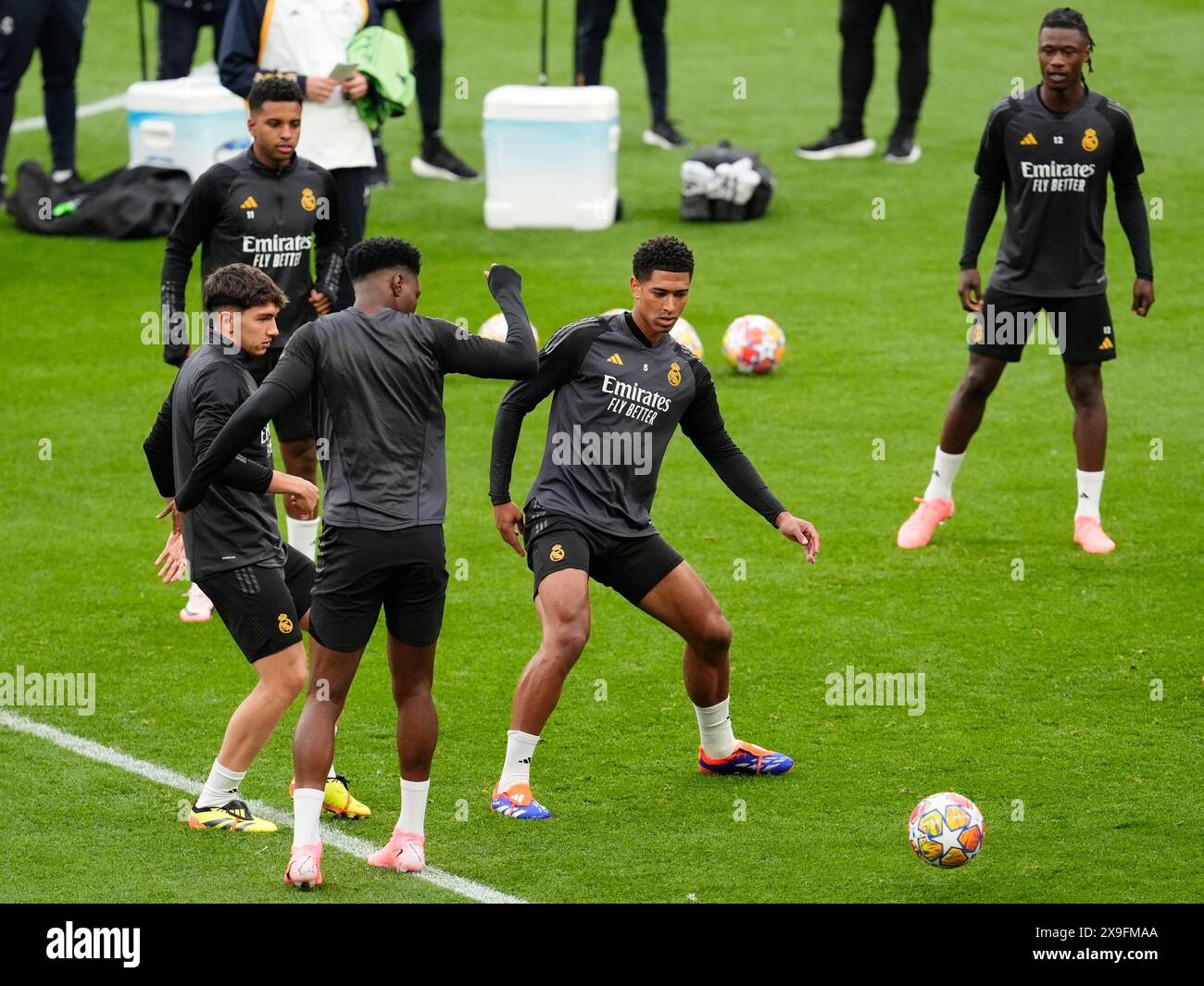Real Madrid's Jude Bellingham during a training session at Wembley ...