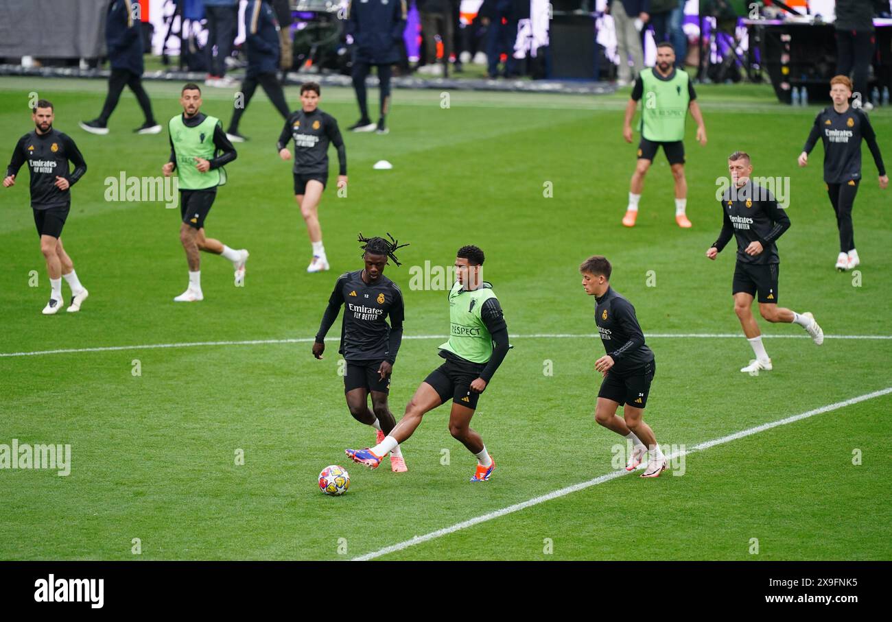Real Madrid's Jude Bellingham during a training session at Wembley ...