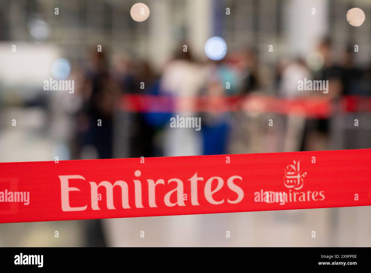 The logo of Emirates Airline, the United Arab Emirates airline, is seen ...