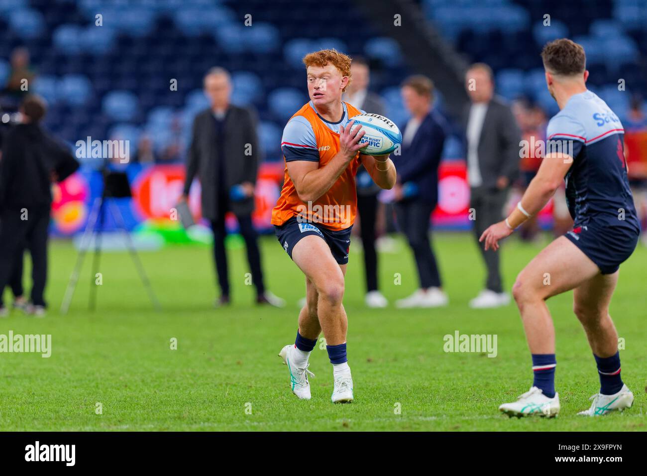 Sydney, Australia. 31st May, 2024. Tane Edmed of the Waratahs warms up ...