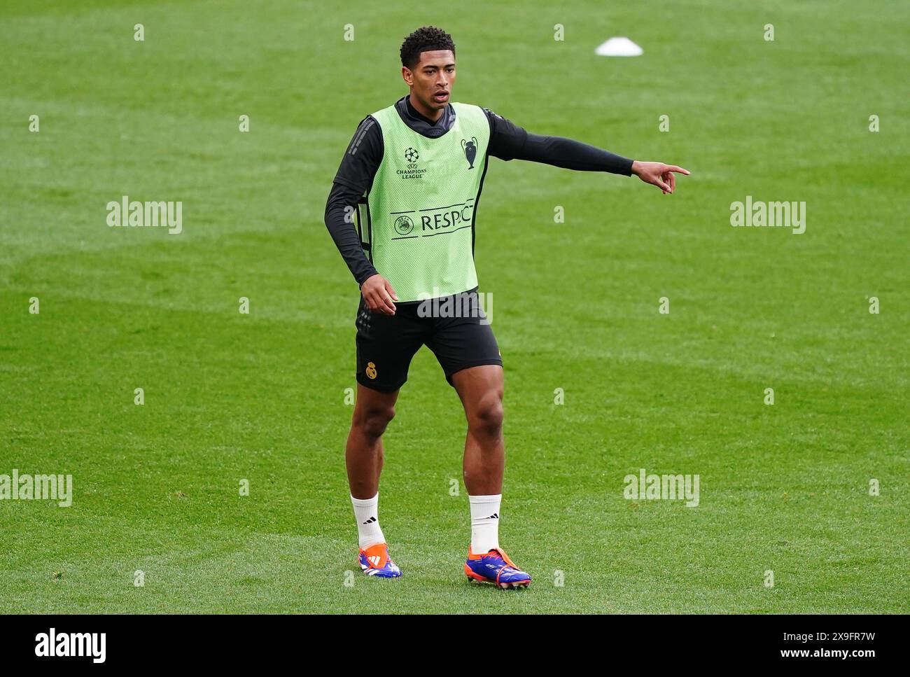 Real Madrid's Jude Bellingham during a training session at Wembley ...