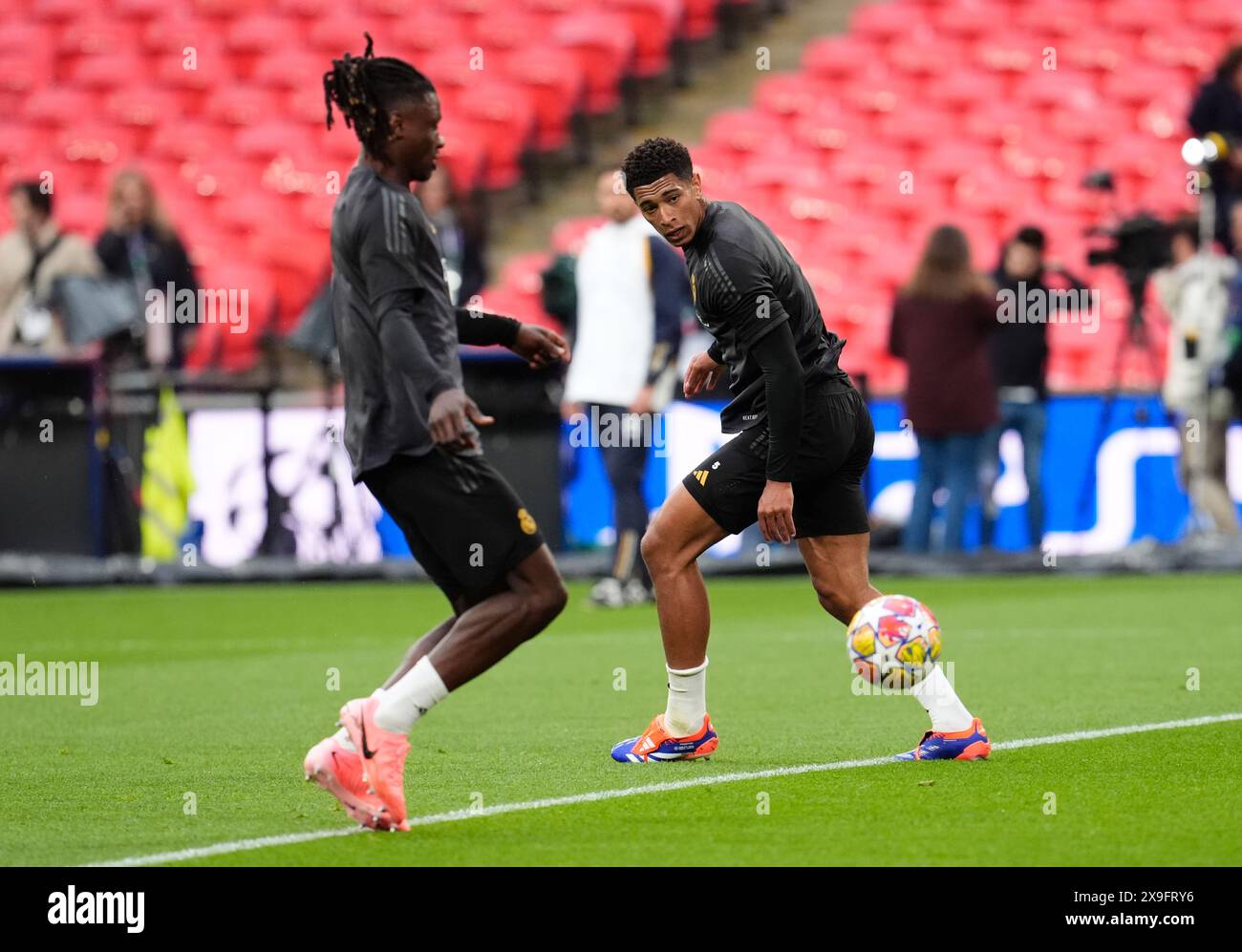 Real Madrid's Jude Bellingham during a training session at Wembley ...