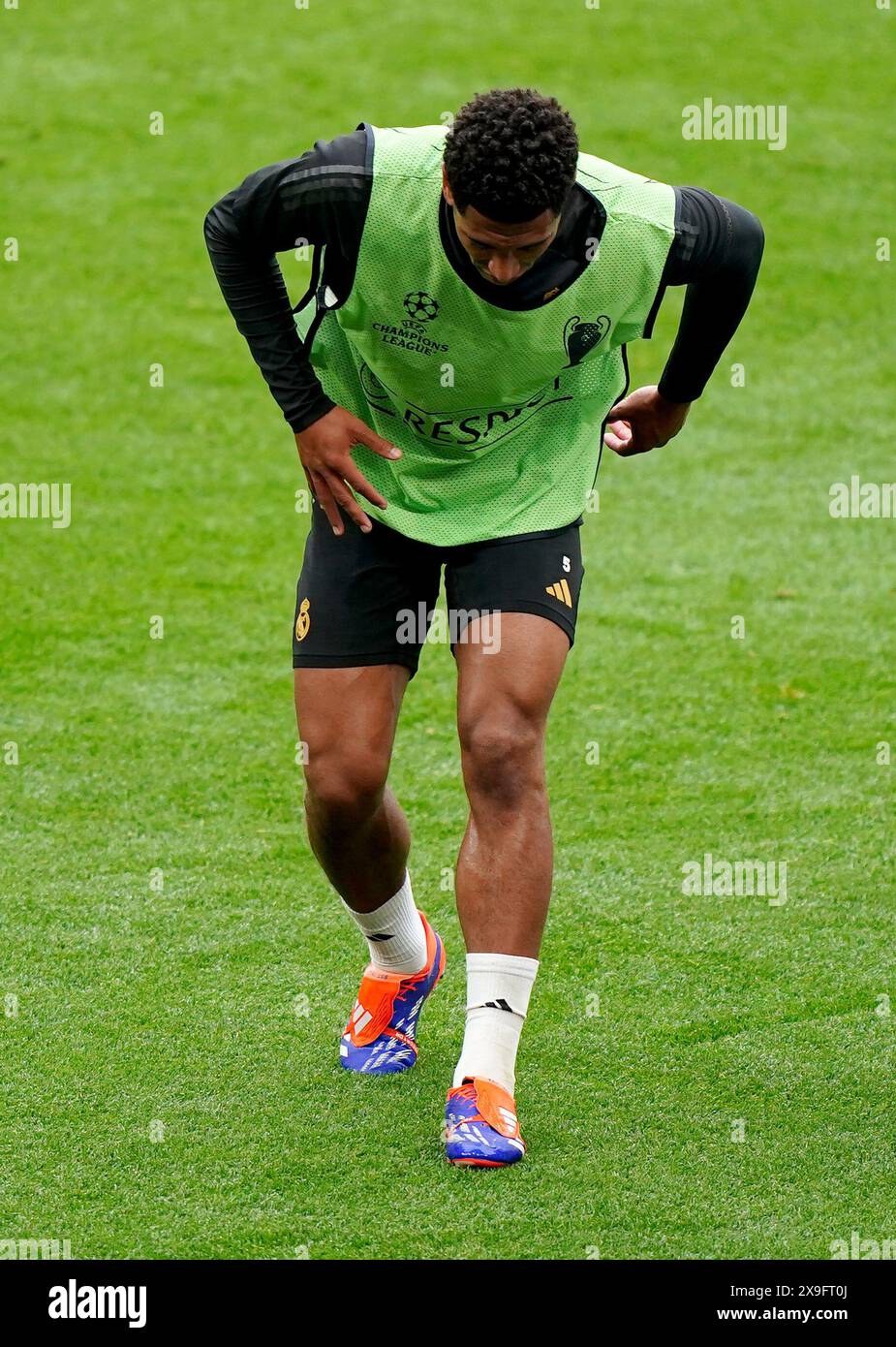Real Madrid's Jude Bellingham during a training session at Wembley ...
