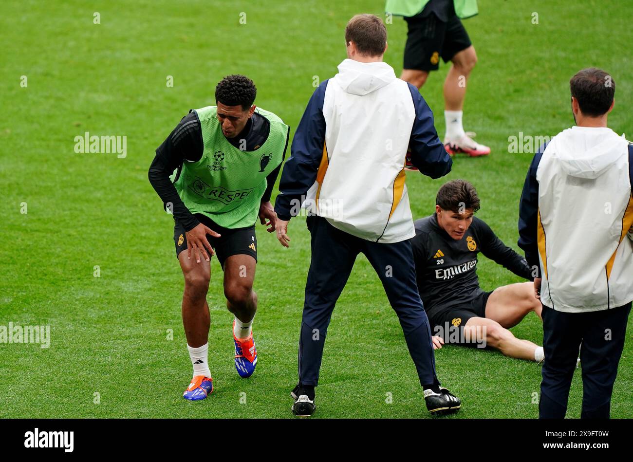 Real Madrid's Jude Bellingham during a training session at Wembley ...