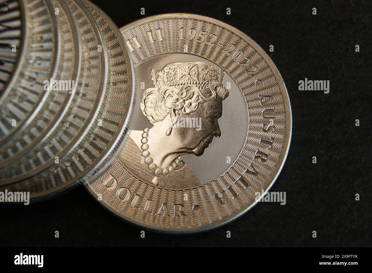 Australian 1 Dollar. Stack of silver investment coins Stock Photo - Alamy