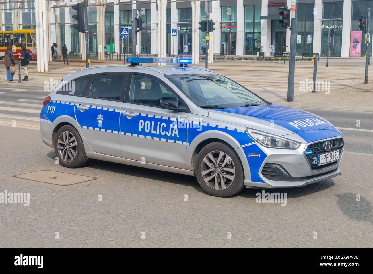 Lodz, Poland - April 14, 2024: Polish police cars with blue lights ...