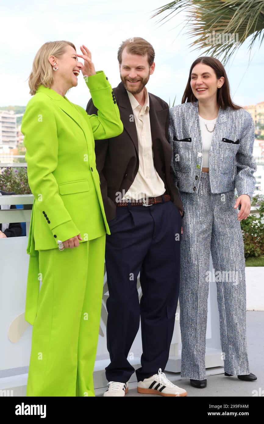 Cannes, France. 16th May, 2024. Trine Dyrholm, Magnus von Horn and Vic ...
