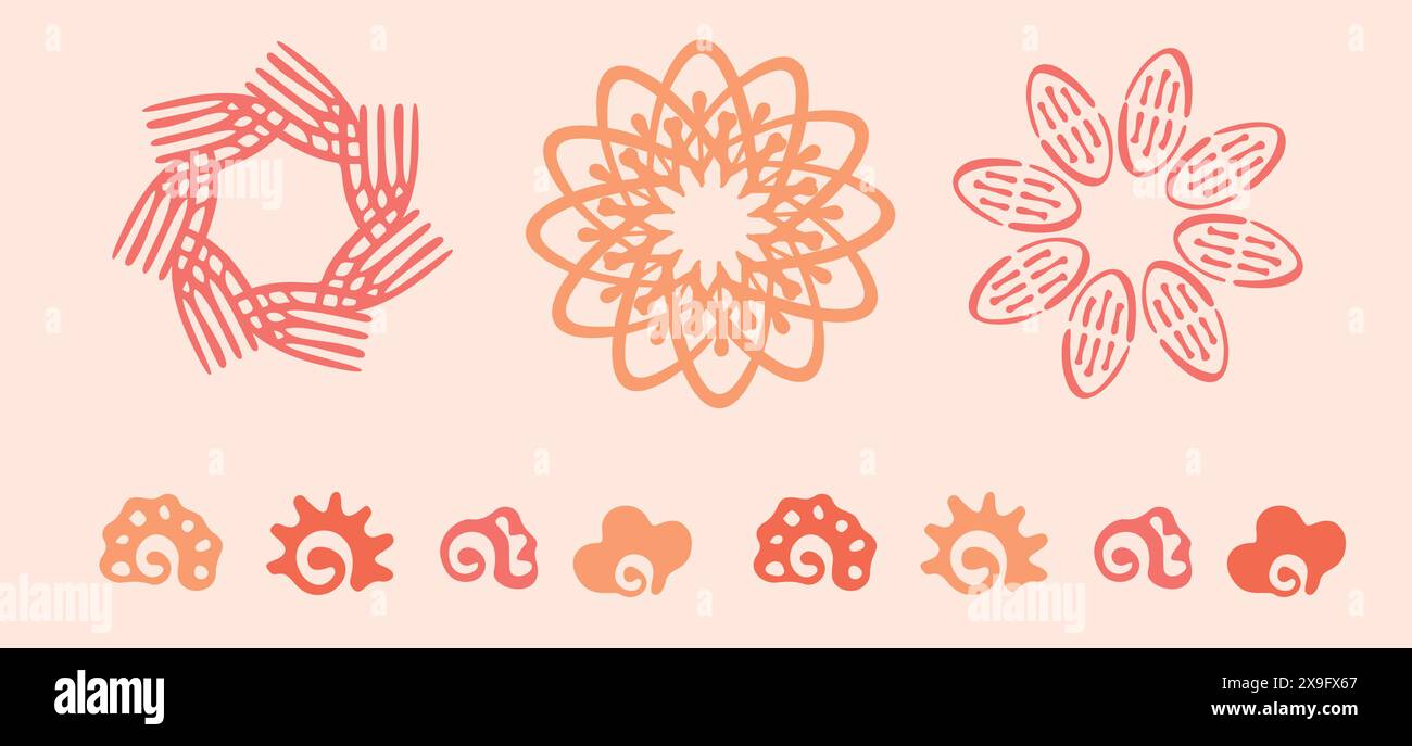 Peach fuzz botanical set texture vector motif with color of the year ...