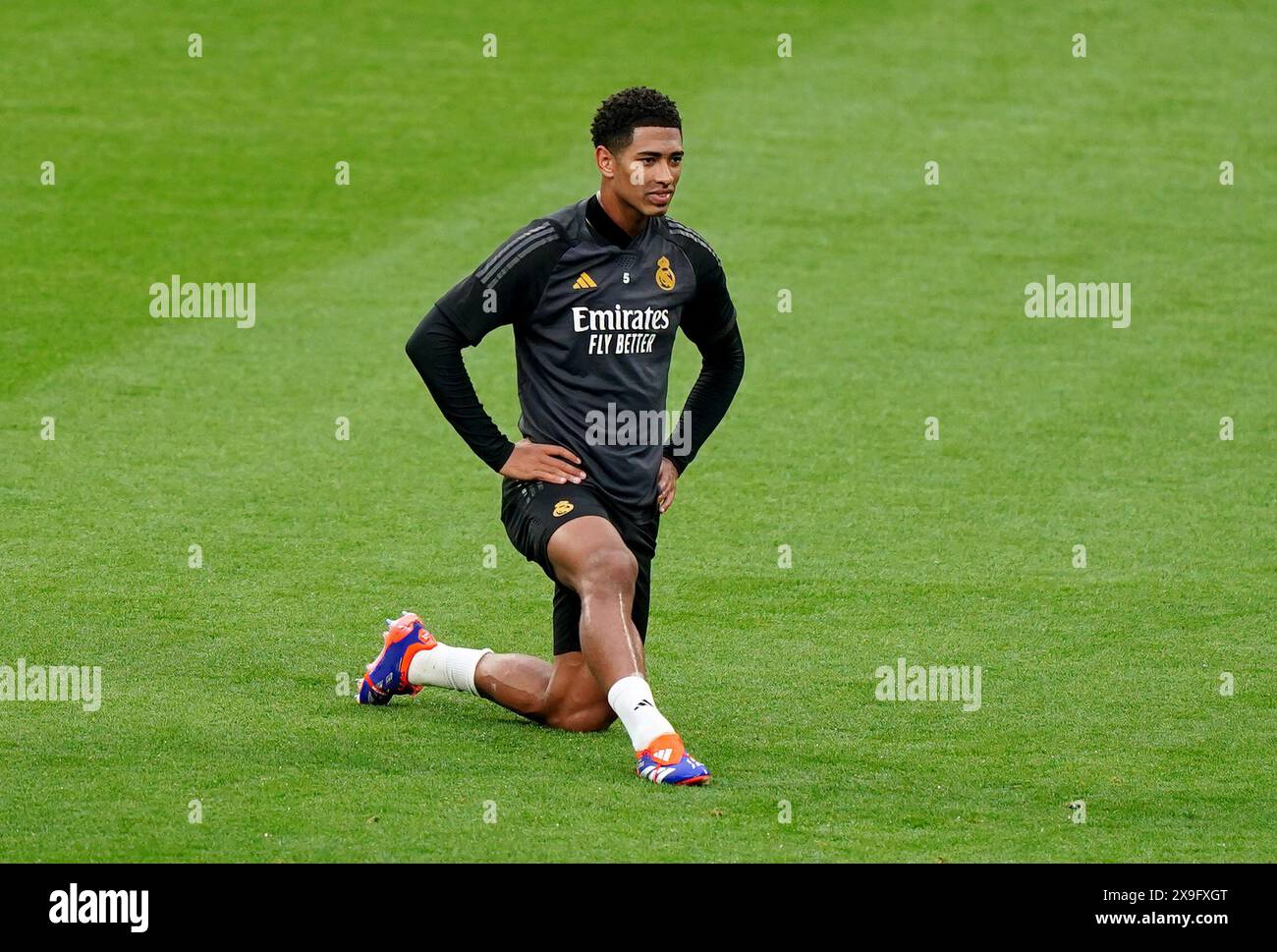 Real Madrid's Jude Bellingham during a training session at Wembley ...