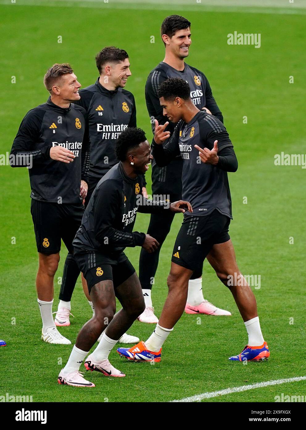***EDITOR NOTE: Gesture*** Real Madrid's Jude Bellingham (right) during ...