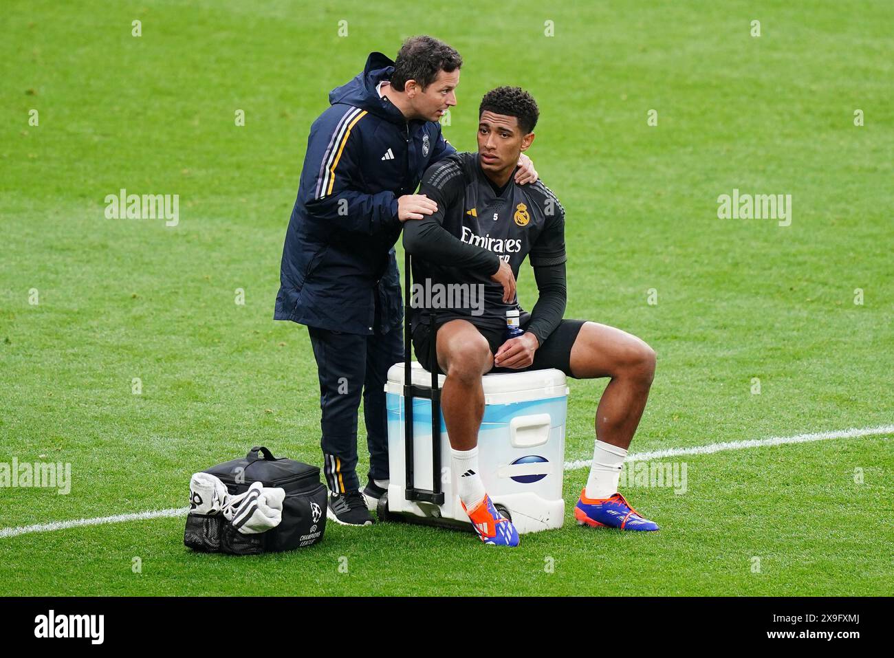 Real Madrid's Jude Bellingham during a training session at Wembley ...