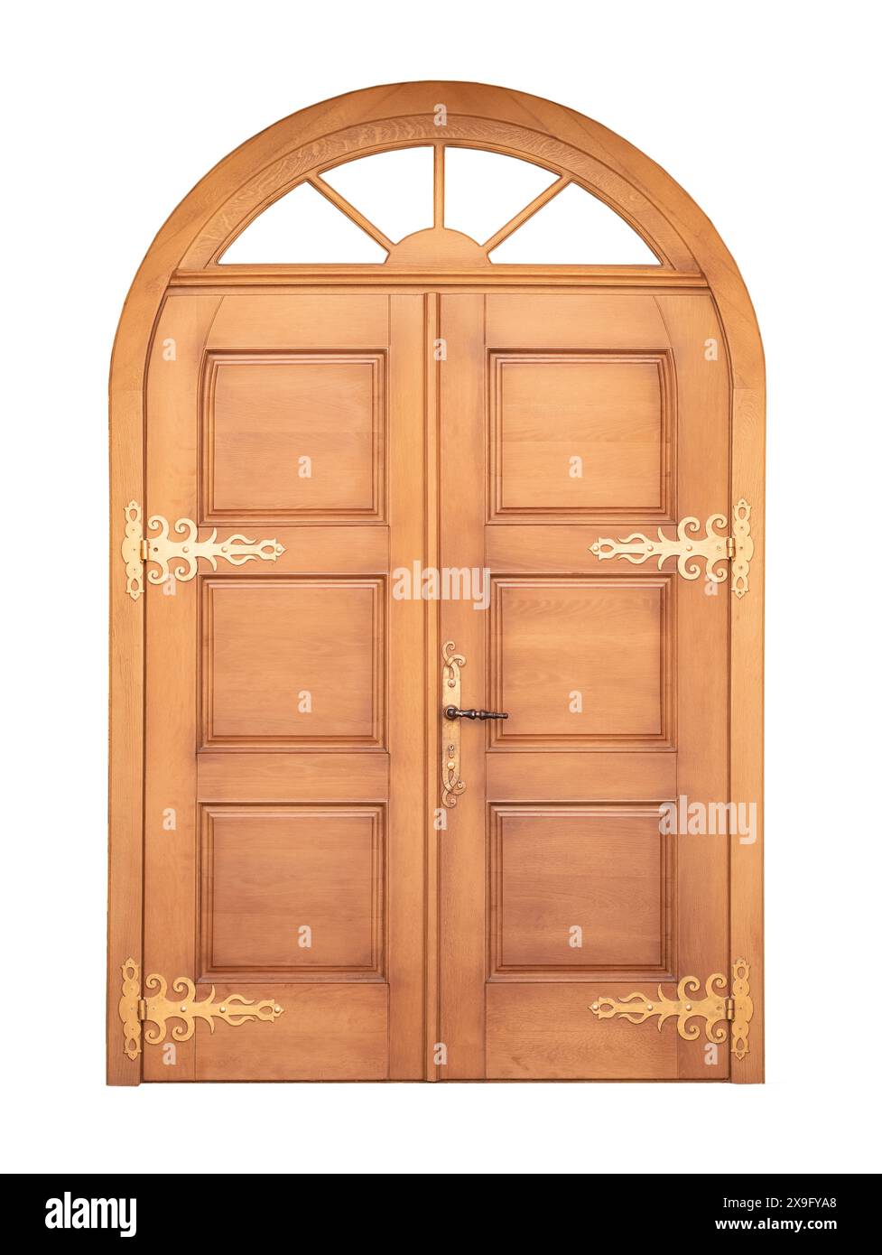 wooden beautiful door isolated on white background Stock Photo - Alamy