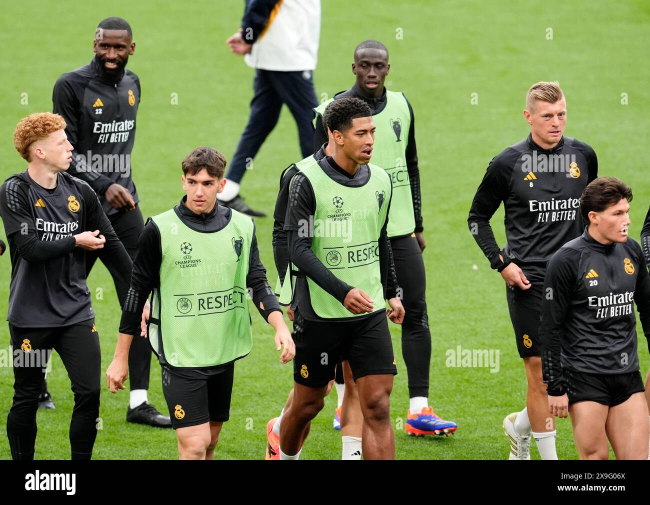 Real Madrid's Jude Bellingham during a training session at Wembley ...