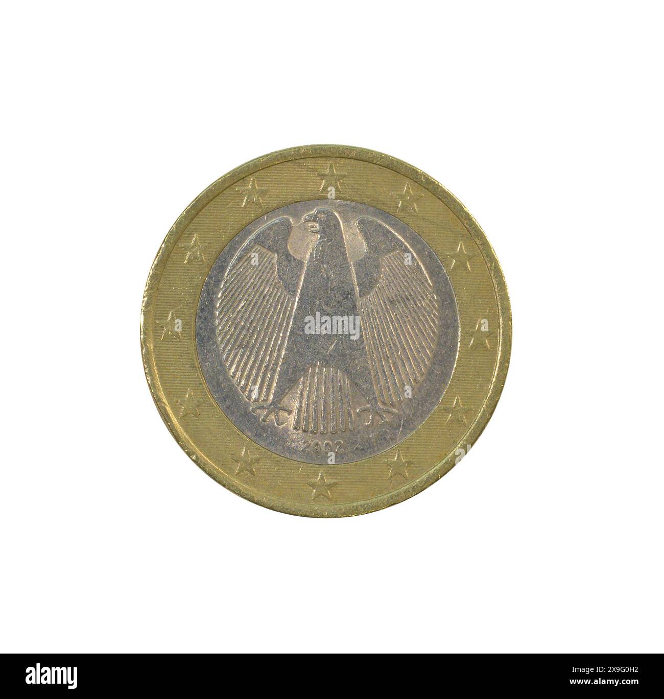 Reverse of One Euro coin made by Germany, that shows Coat of Arms ...