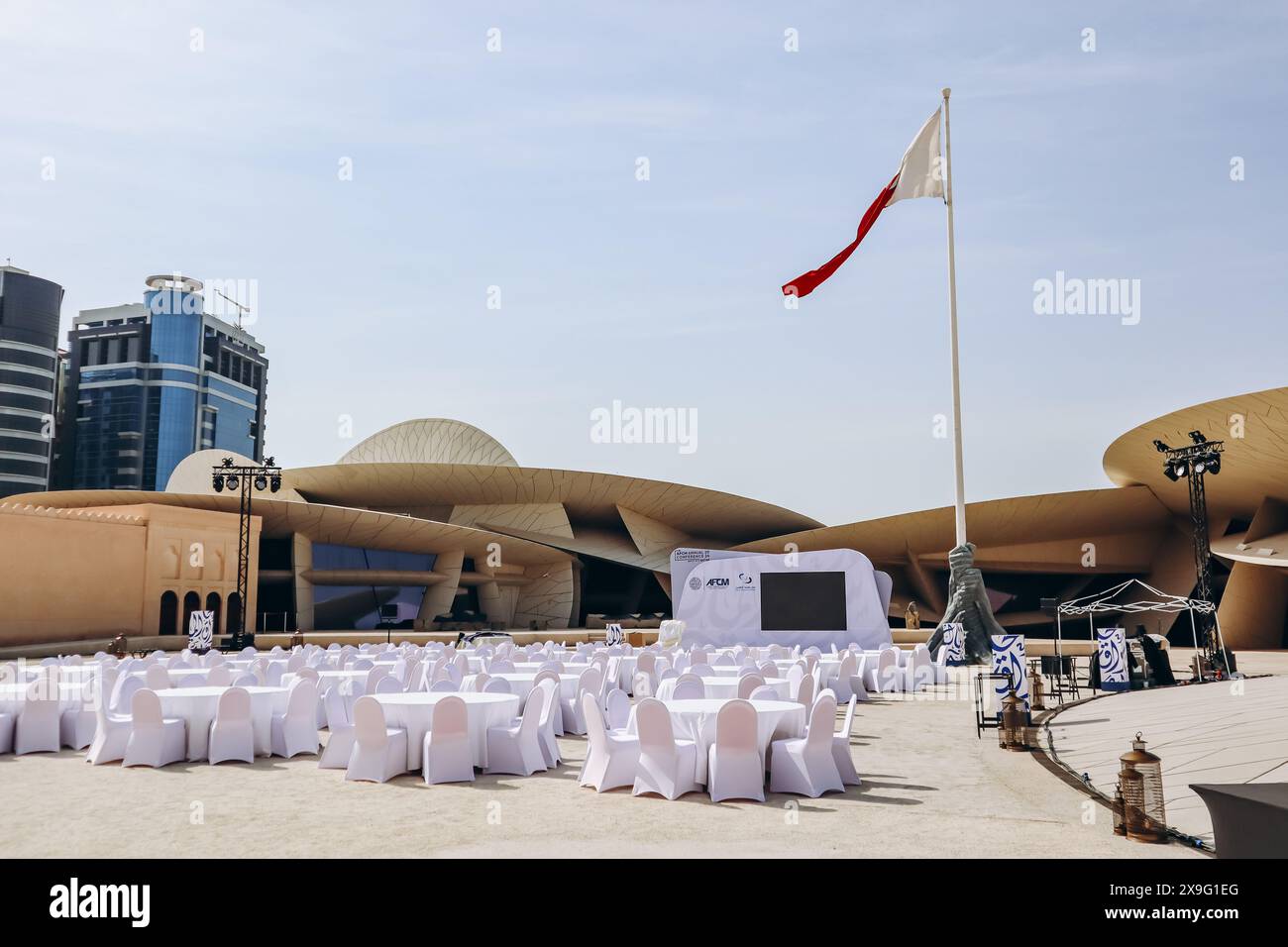 Doha, Qatar - 29 April 2024: The National Museum of Qatar in Doha, and ...