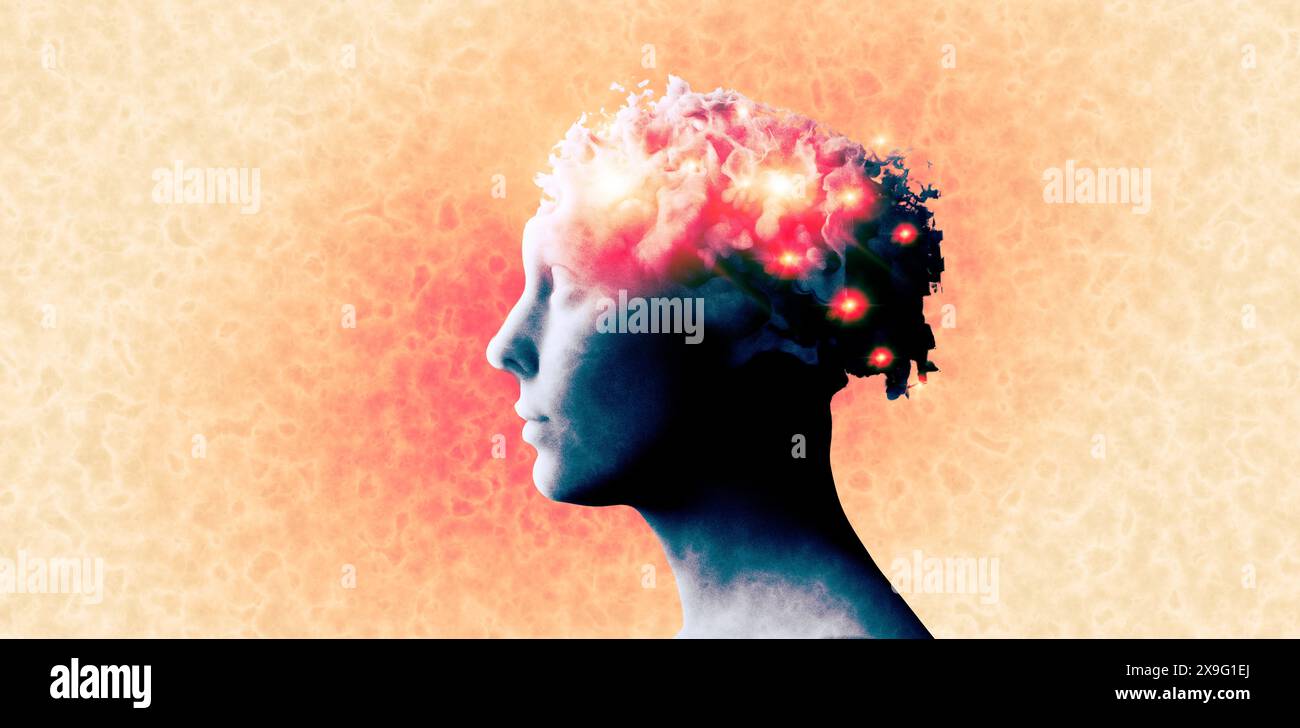 Face seen from the side. Woman, degenerative disease. Brain ...