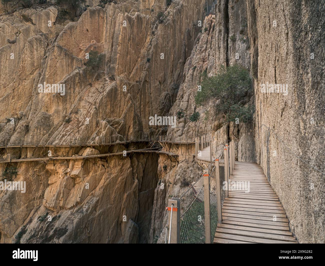 Empty no people walkway new and old ruined path seen on the El Caminito ...