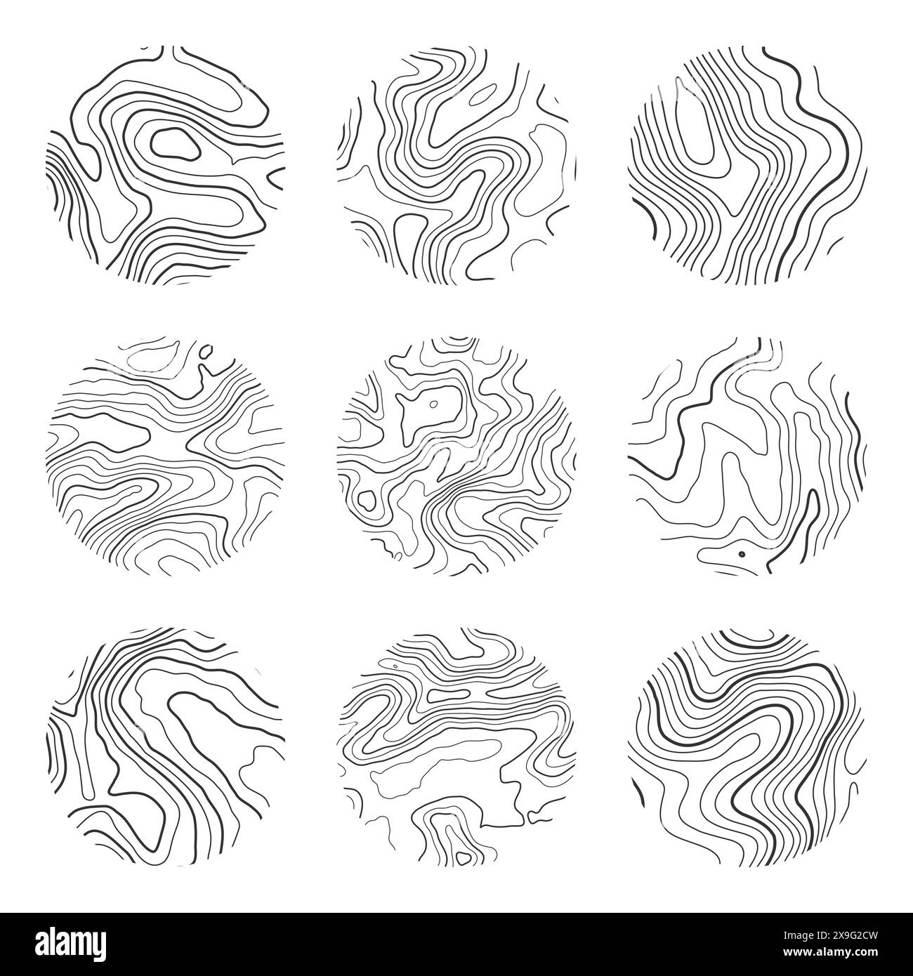 Topographic map with contour lines. Geographic terrain grid, relief ...