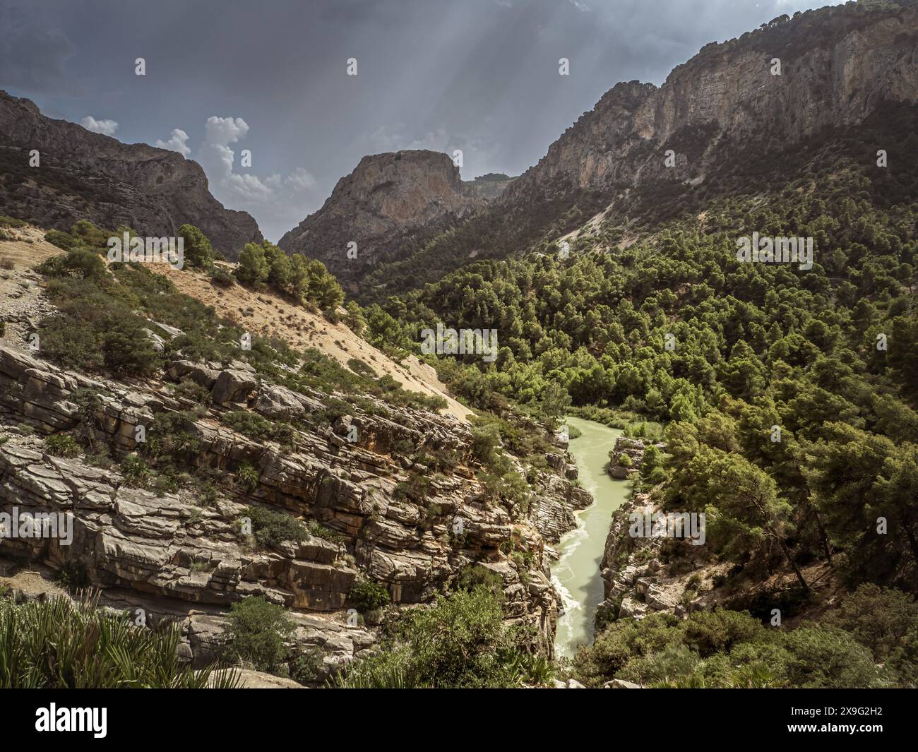 The valley of the Guadalhorce river on the path of the El Caminito del ...