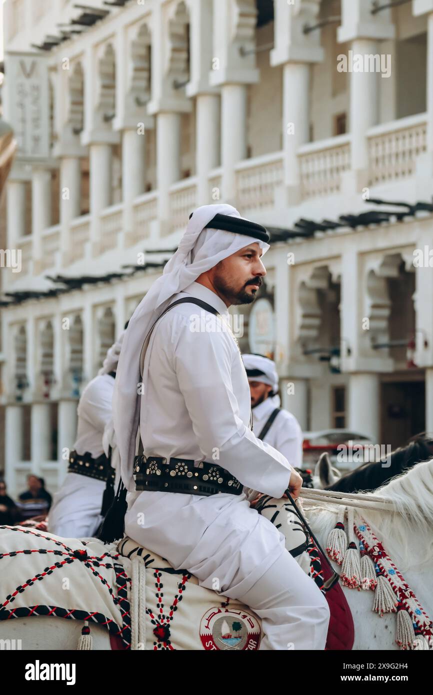 Doha, Qatar - 1 May 2024: Mounted police in Doha, Qatar Stock Photo - Alamy