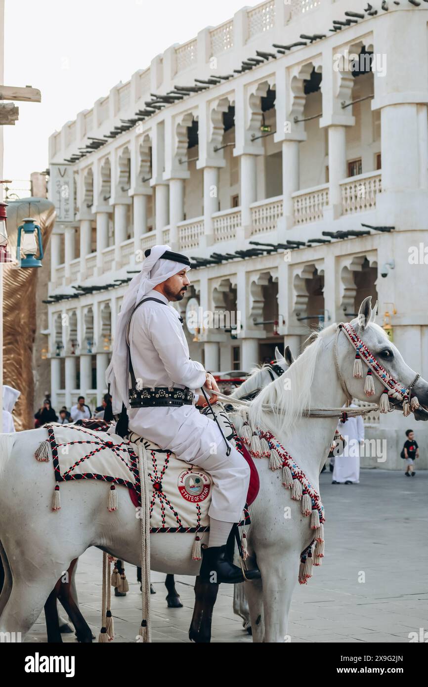 Doha, Qatar - 1 May 2024: Mounted police in Doha, Qatar Stock Photo - Alamy