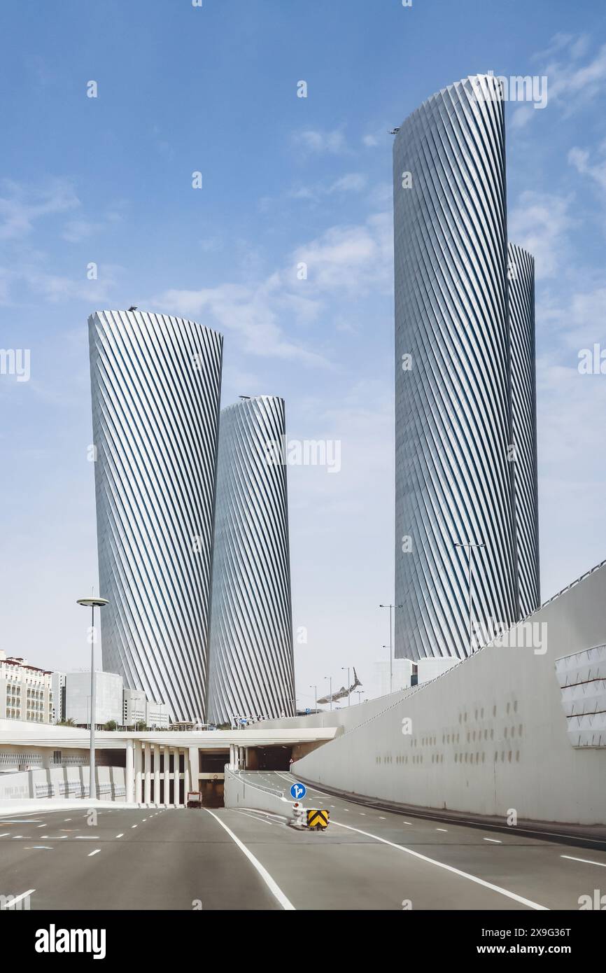 View from the highway to Lusail Plaza Towers, a set of four office ...
