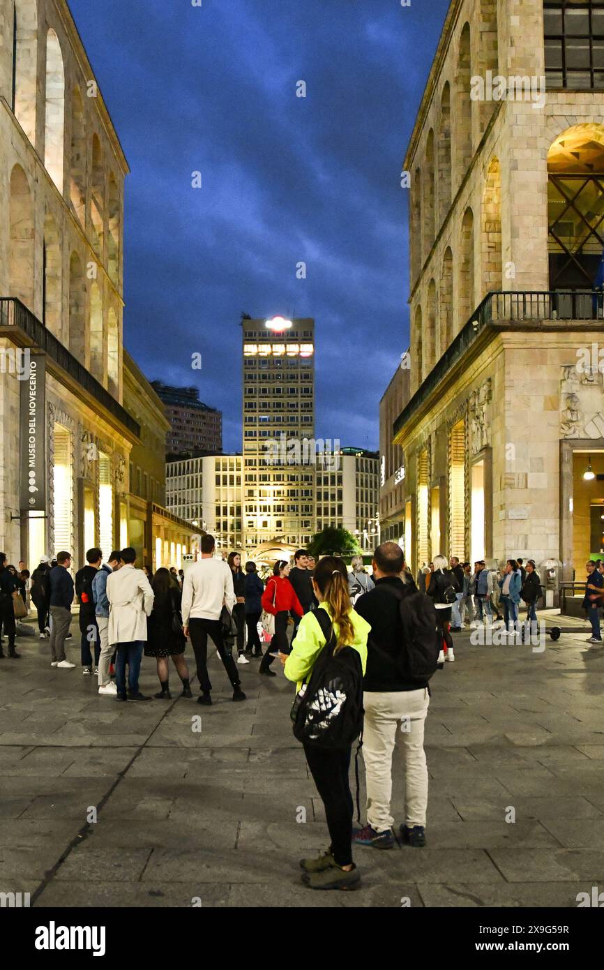 Night view ot the Terrazza Martini skyscraper, or Centro Diaz, from ...