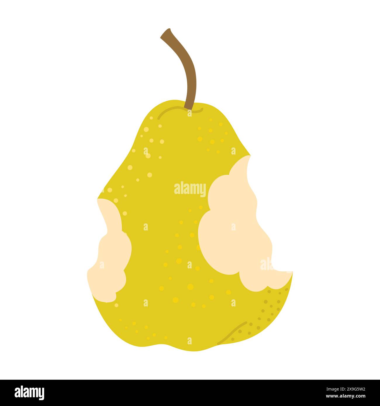 Ripe Pear bitten on both sides. Pear eaten cartoon image art. Hand ...
