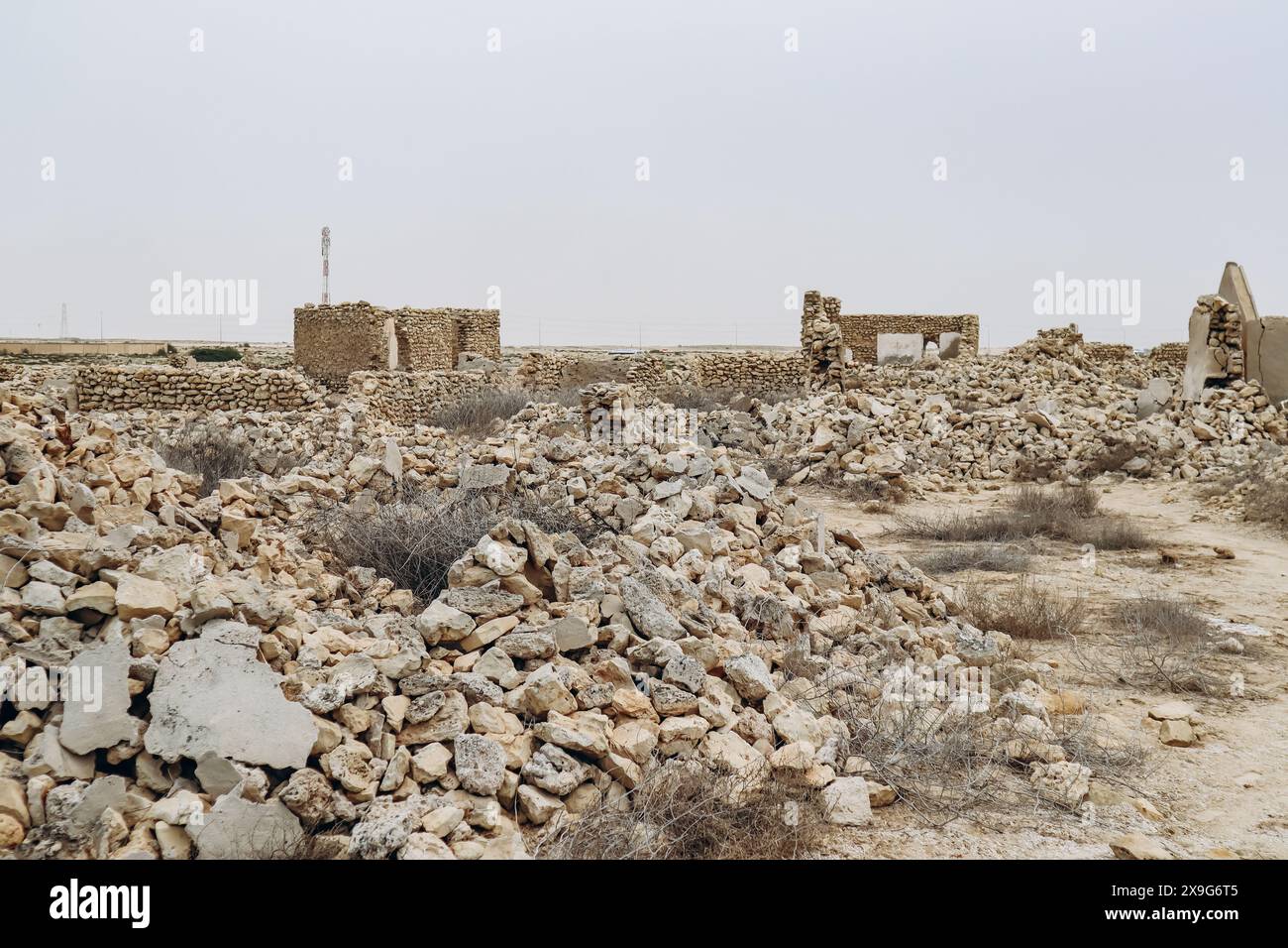 Ruins in a fishing village of Al Jumail (Jumayl) west of Ruwais ...