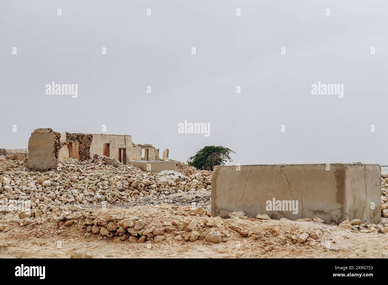 Ruins in a fishing village of Al Jumail (Jumayl) west of Ruwais ...