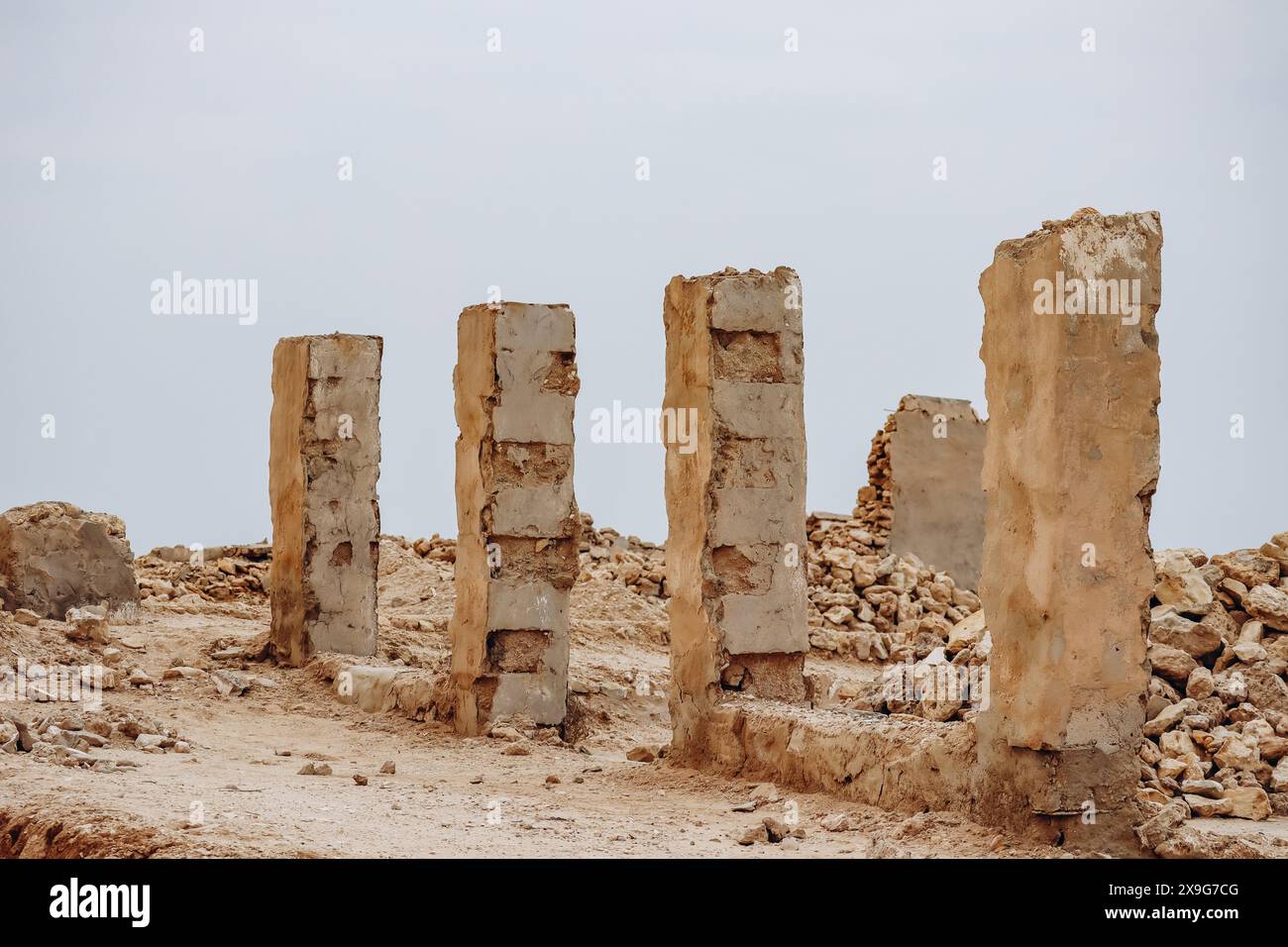 Ruins in a fishing village of Al Jumail (Jumayl) west of Ruwais ...