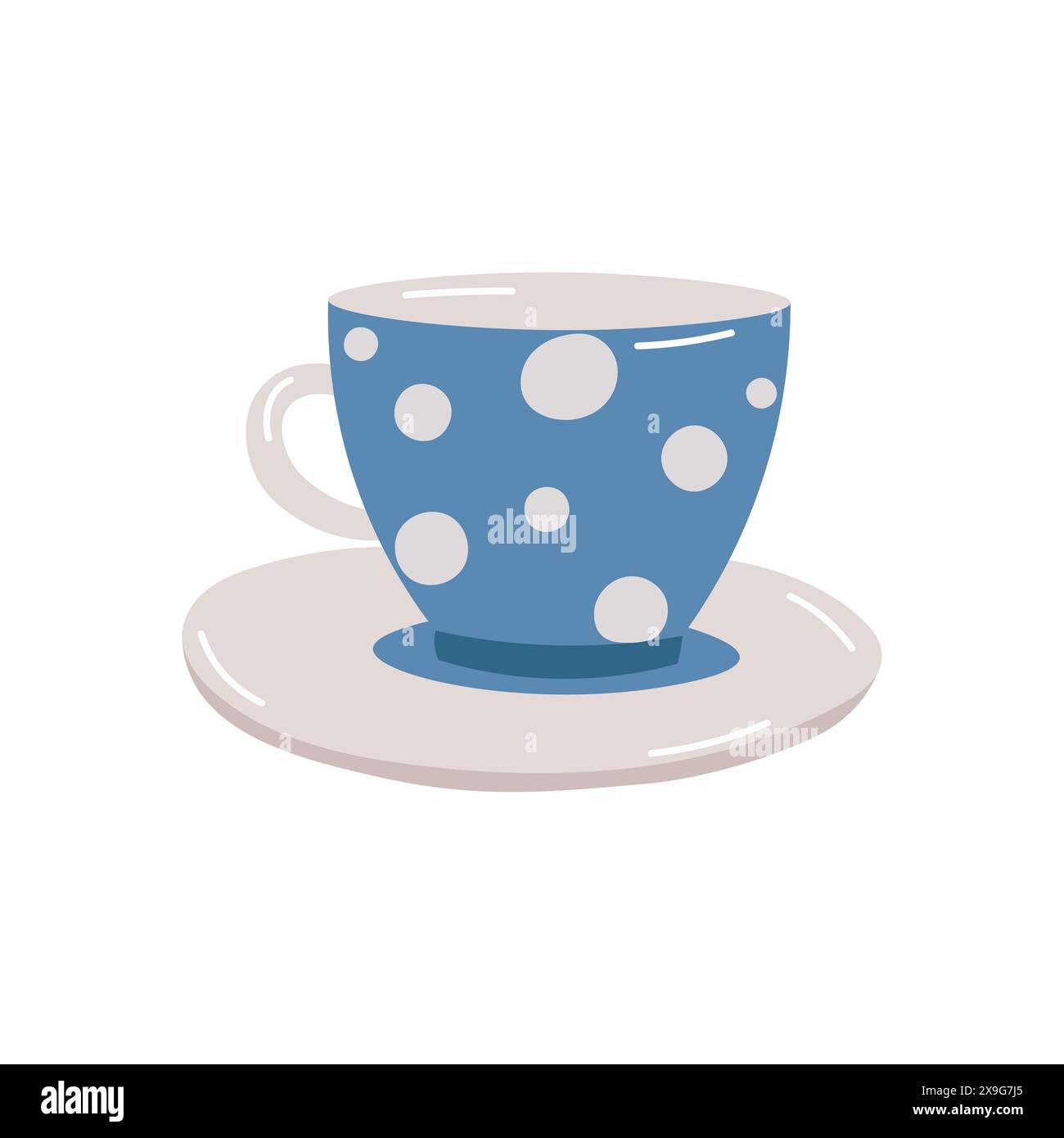 Blue tea cup on white background. Blue polka dot cup Stock Vector Image ...