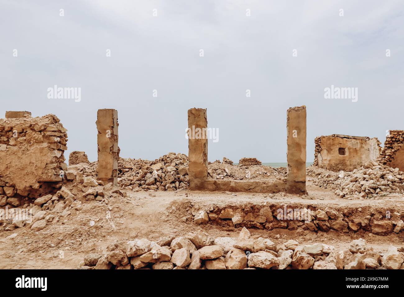 Ruins in a fishing village of Al Jumail (Jumayl) west of Ruwais ...