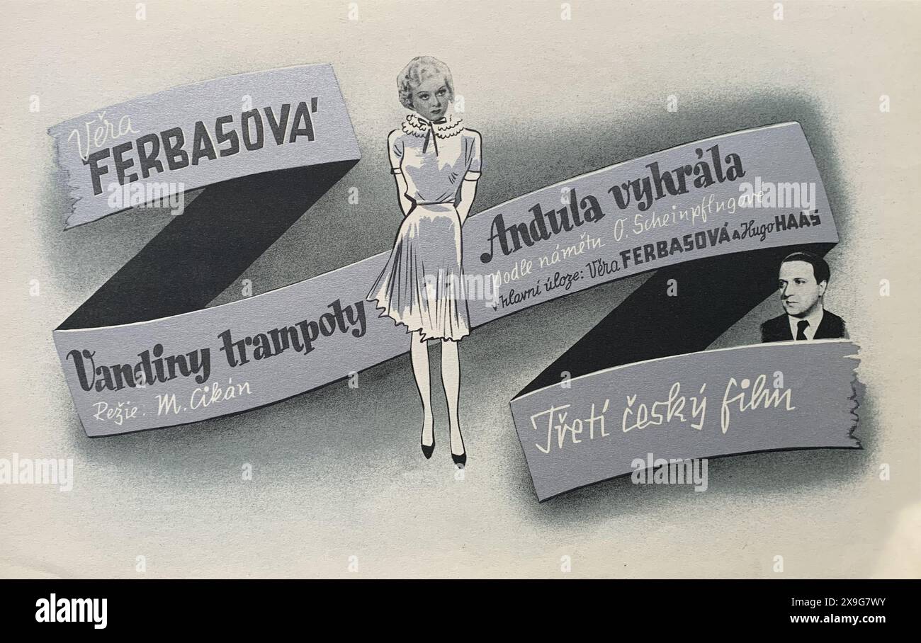 Czech Promotional Artwork for VERA FERBASOVA in VANDINY TRAMPOTY 1938 ...